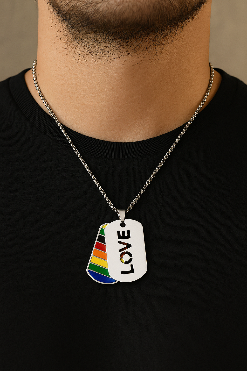 Pride "Dog Tags" Style Necklace – Rainbow Flag Stainless Steel Pendant ...