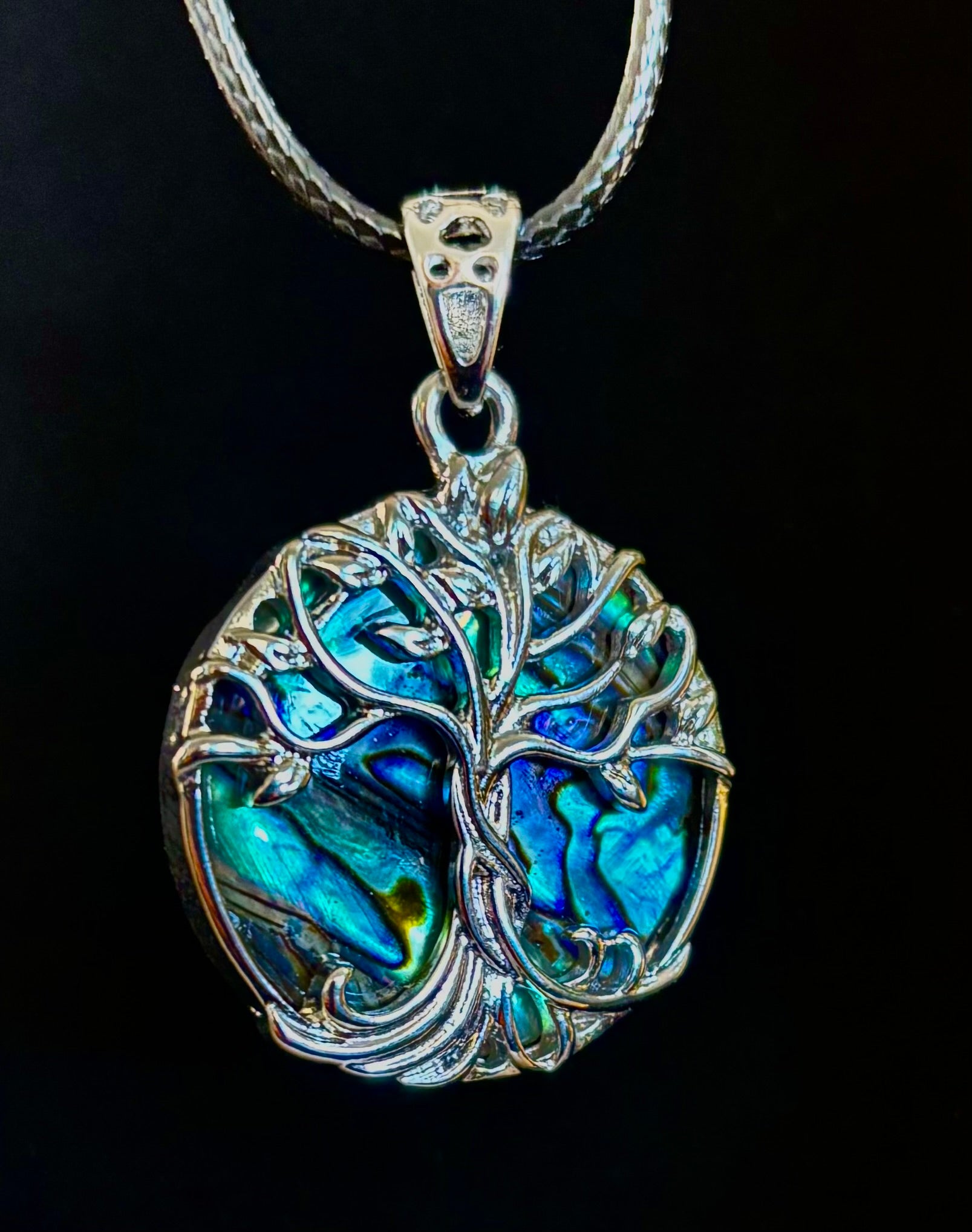 Tree of Life Abalone Pendant Necklace | 23” Rope Chain | Symbol of Gro ...